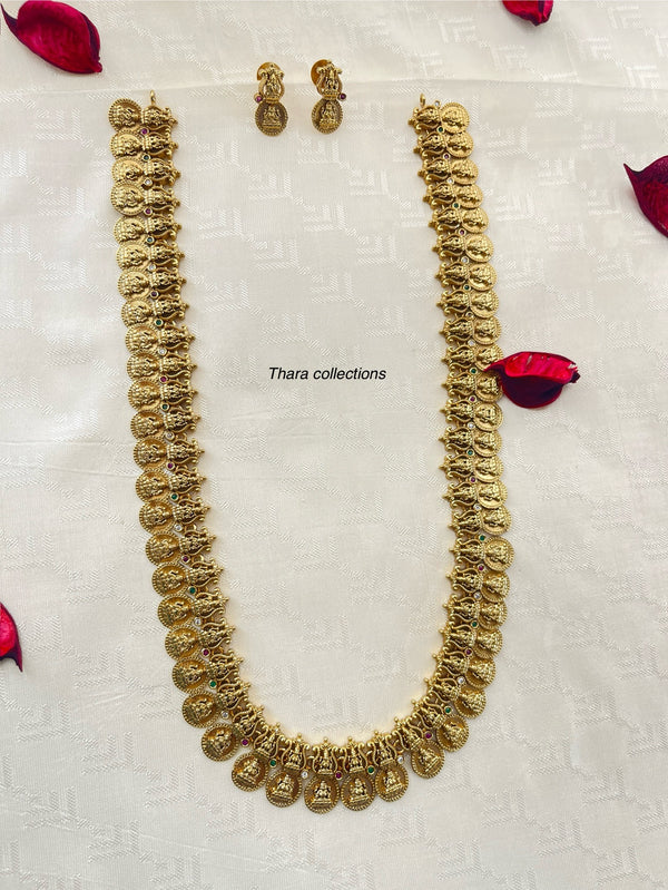 Traditional Temple Coin Long Haram Set – Thara Collections